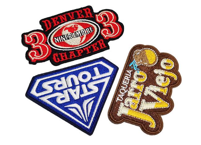 Twill Iron On Custom Embroidered Patches Merrow Border Heat Cut Border